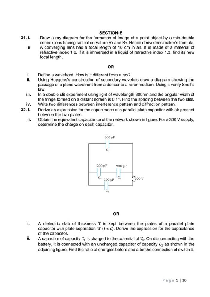 CBSE Class 12th Physics Sample Paper 2023-24 And Marking Scheme ...