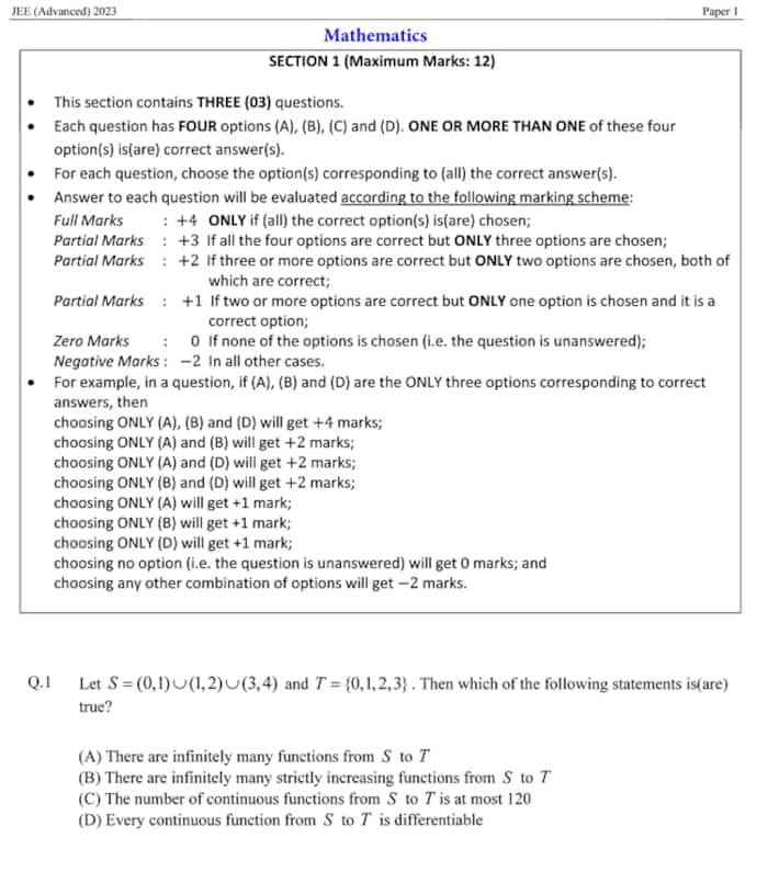 JEE Advanced 2023: Check Paper-I Question Paper Here