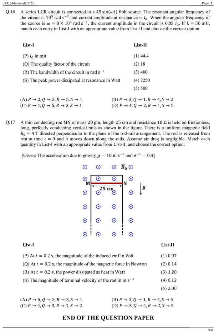 JEE Advanced 2023: Check Paper-I Question Paper Here