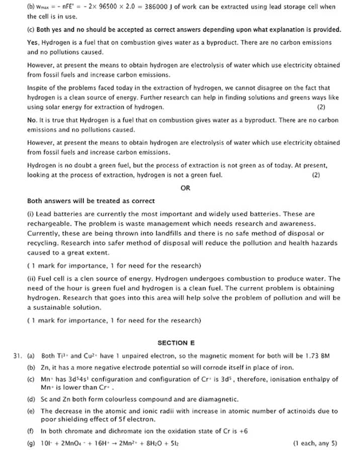 CBSE Class 12th Chemistry Sample Paper 2023-24 And Marking Scheme ...