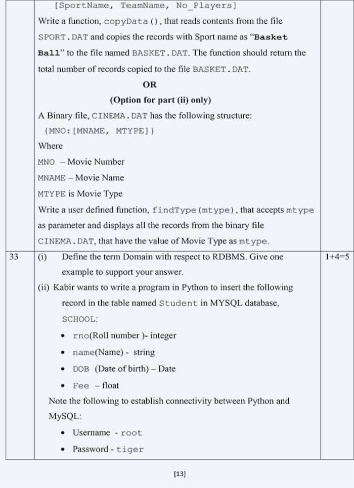 CBSE Class 12th Computer Science Sample Paper 2023-24. See PHOTOS HERE CBSE Class 12th Computer Science Sample Paper 2023-24. See PHOTOS HERE