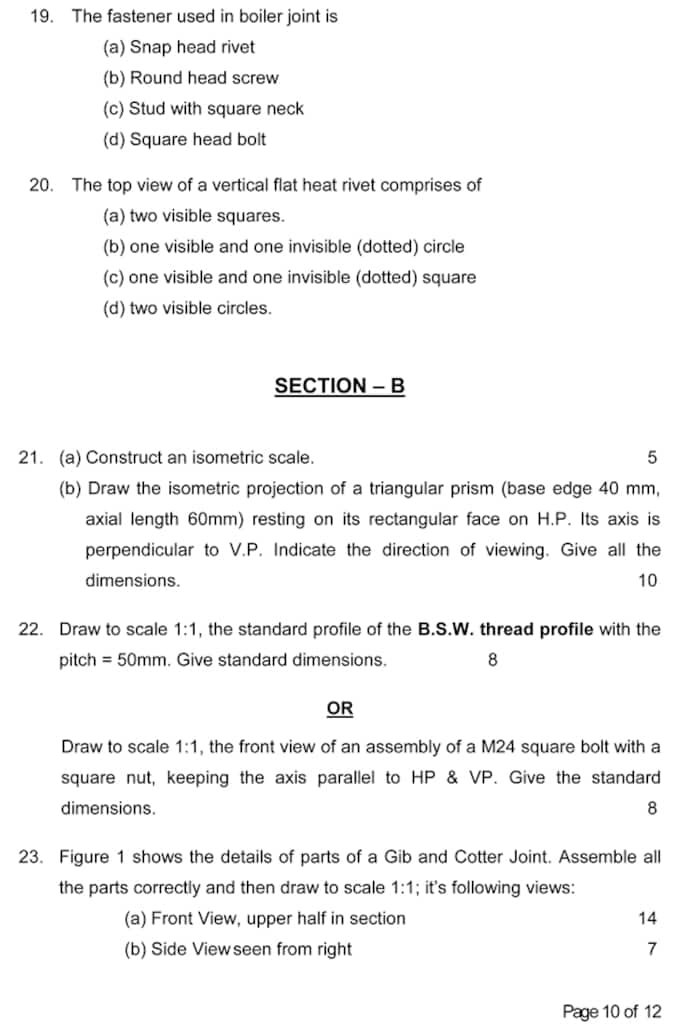 CBSE Class 12 Engineering Graphics Sample Paper 2023-24. See PHOTOS HERE