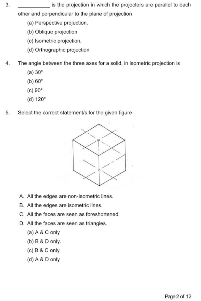 CBSE Class 12 Engineering Graphics Sample Paper 2023-24. See PHOTOS HERE