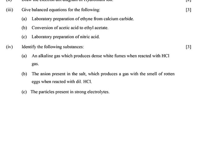 CISCE ICSE Class 10th Chemistry Specimen Question Paper 2024. See ...