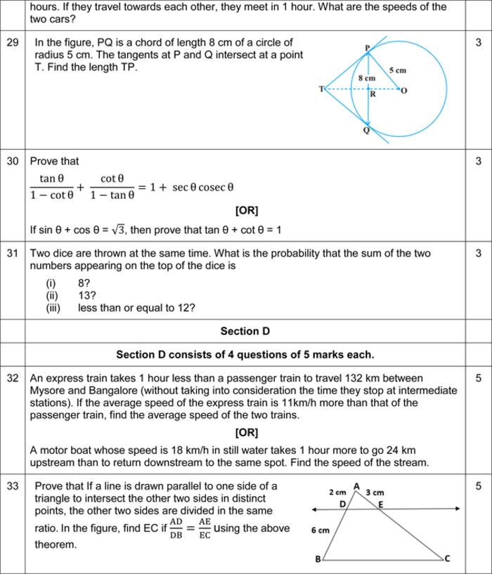 CBSE Class 10th Mathematics (Basic) Sample Paper 2022-23. See PHOTOS HERE