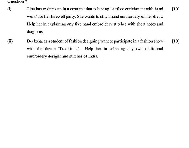 CISCE ICSE Class 12th Fashion Designing Specimen Question Paper 2024 ...