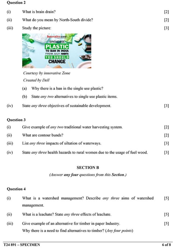 Cisce Icse Class 10th Environmental Applications Specimen Question