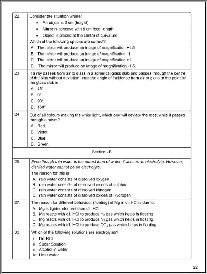 CBSE Class 10th Sample Question Paper (TERM – I) 2021-22