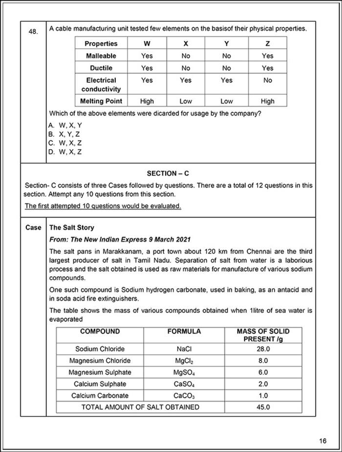 CBSE Class 10th Sample Question Paper (TERM – I) 2021-22