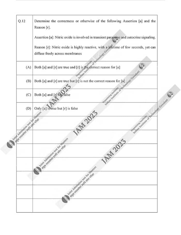 IIT JAM 2023 Biotechnology (BT) Question Papers