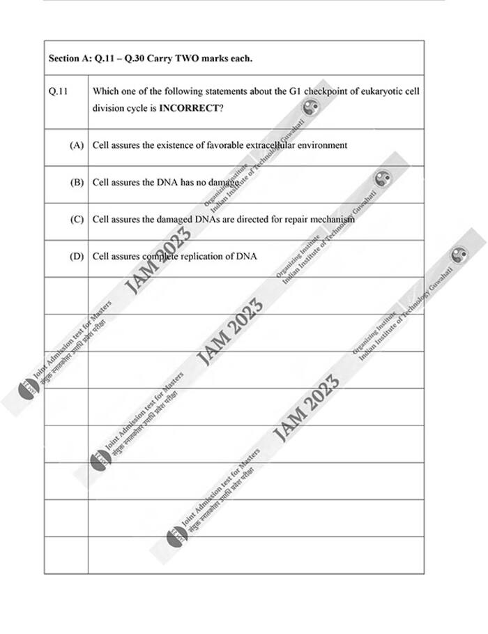 IIT JAM 2023 Biotechnology (BT) Question Papers