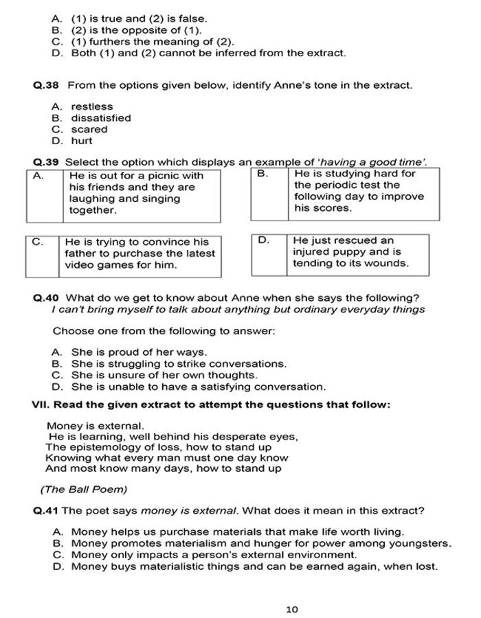 CBSE Class 10th English Language & Literature Sample Question Paper ...