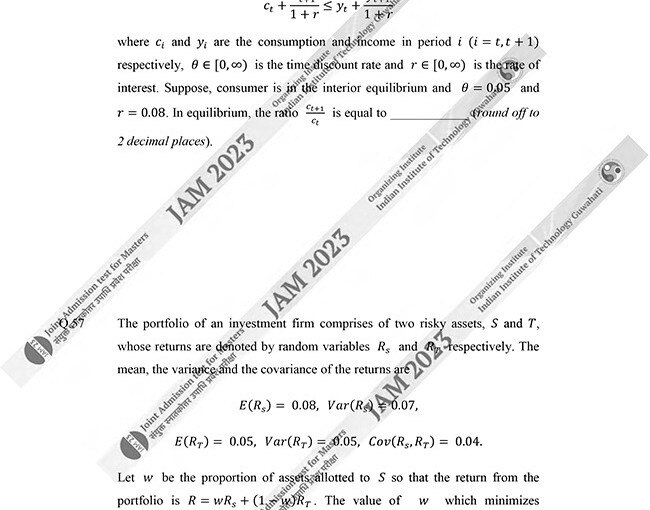 IIT JAM 2023 Economics (EN) Question Papers