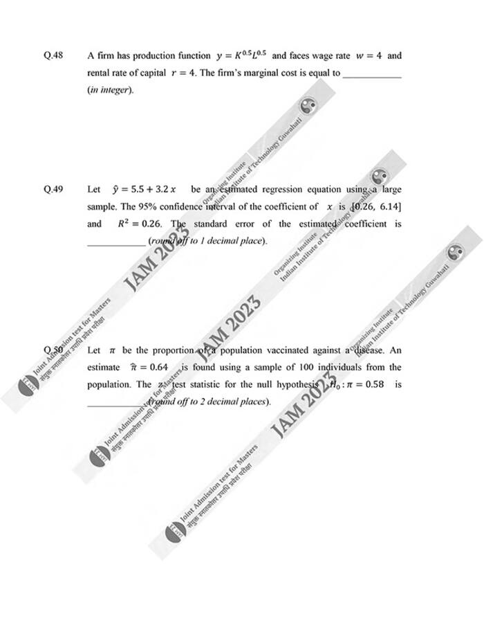 IIT JAM 2023 Economics (EN) Question Papers