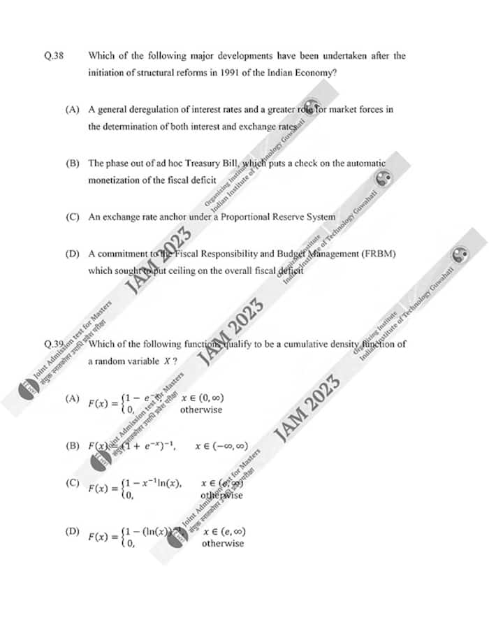 IIT JAM 2023 Economics (EN) Question Papers