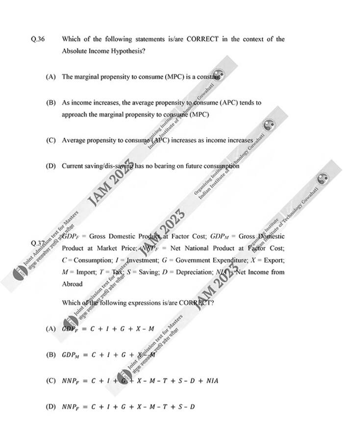 IIT JAM 2023 Economics (EN) Question Papers