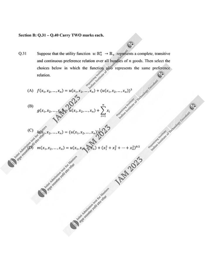IIT JAM 2023 Economics (EN) Question Papers