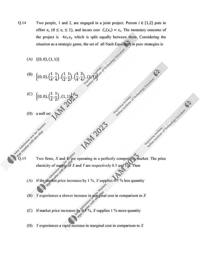 IIT JAM 2023 Economics (EN) Question Papers