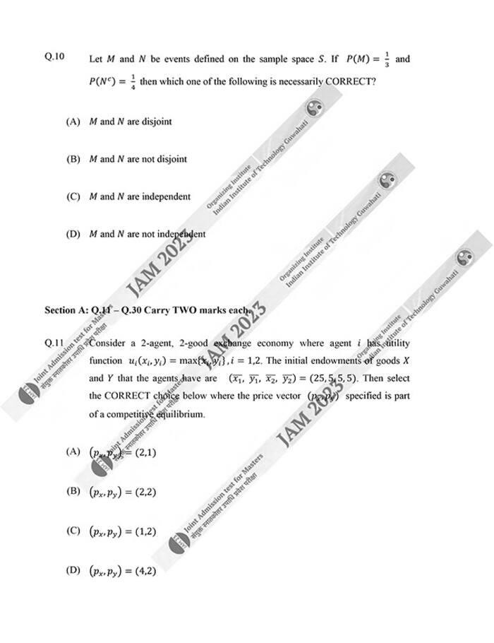 IIT JAM 2023 Economics (EN) Question Papers