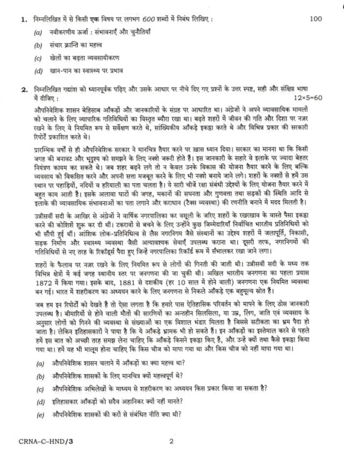 UPSC CSE Main 2022 Hindi Paper(Compulsory) Question Papers