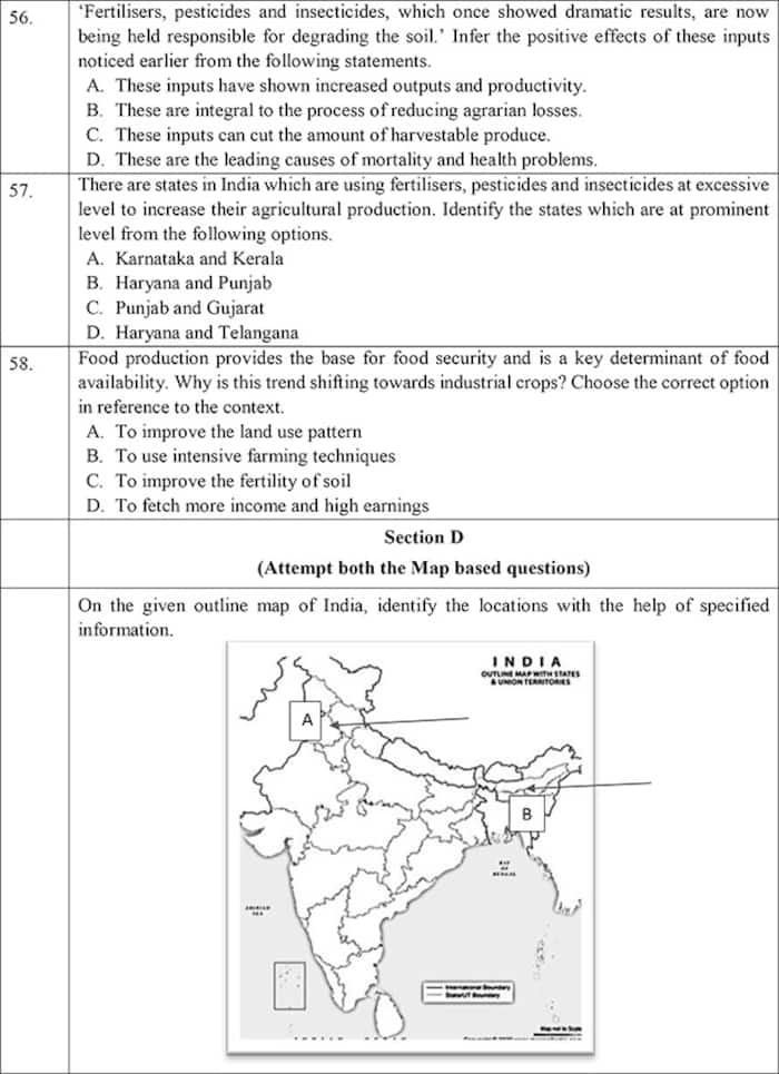 CBSE Class 10th Social Science Sample Question Paper (TERM – I) 2021-22