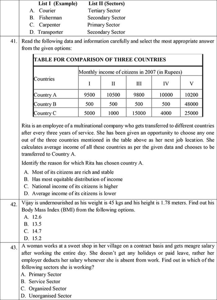 CBSE Class 10th Social Science Sample Question Paper (TERM – I) 2021-22
