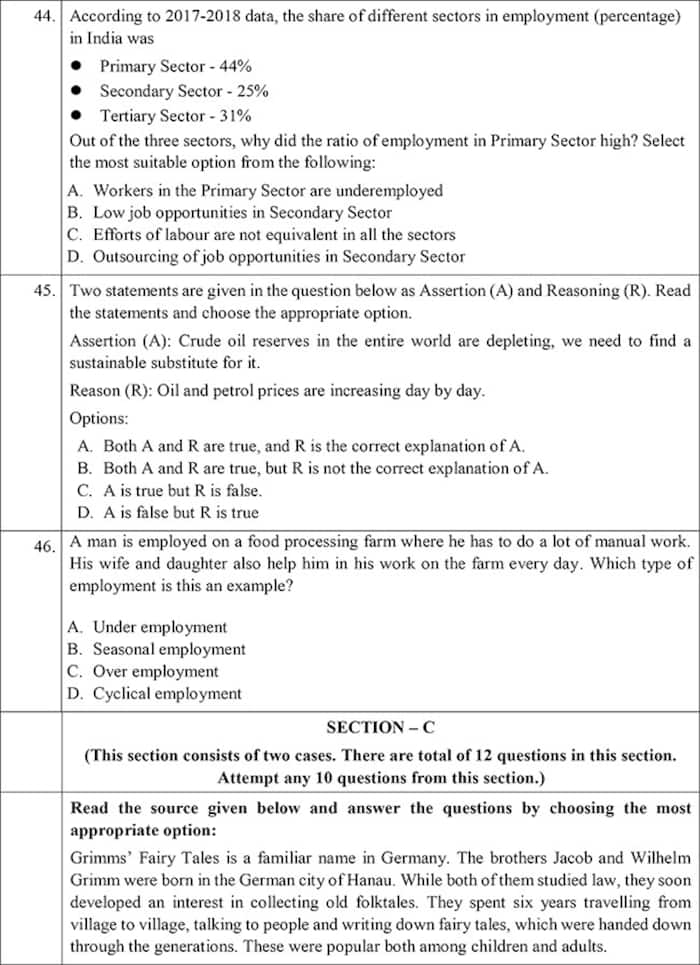 CBSE Class 10th Social Science Sample Question Paper (TERM – I) 2021-22