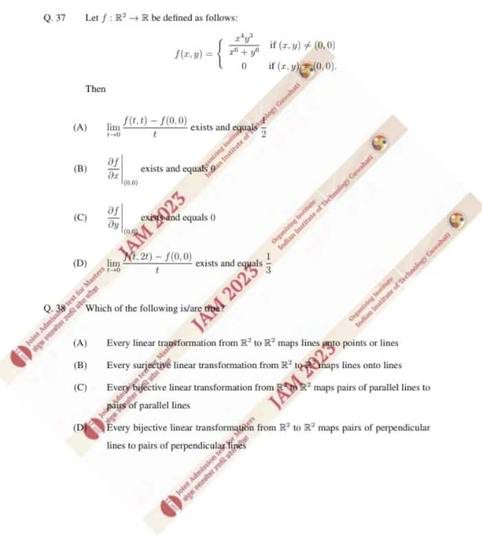IIT JAM 2023 Mathematics (MA) Question Papers