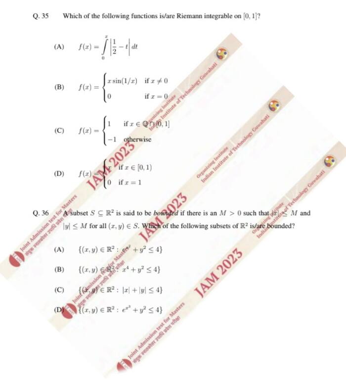IIT JAM 2023 Mathematics (MA) Question Papers