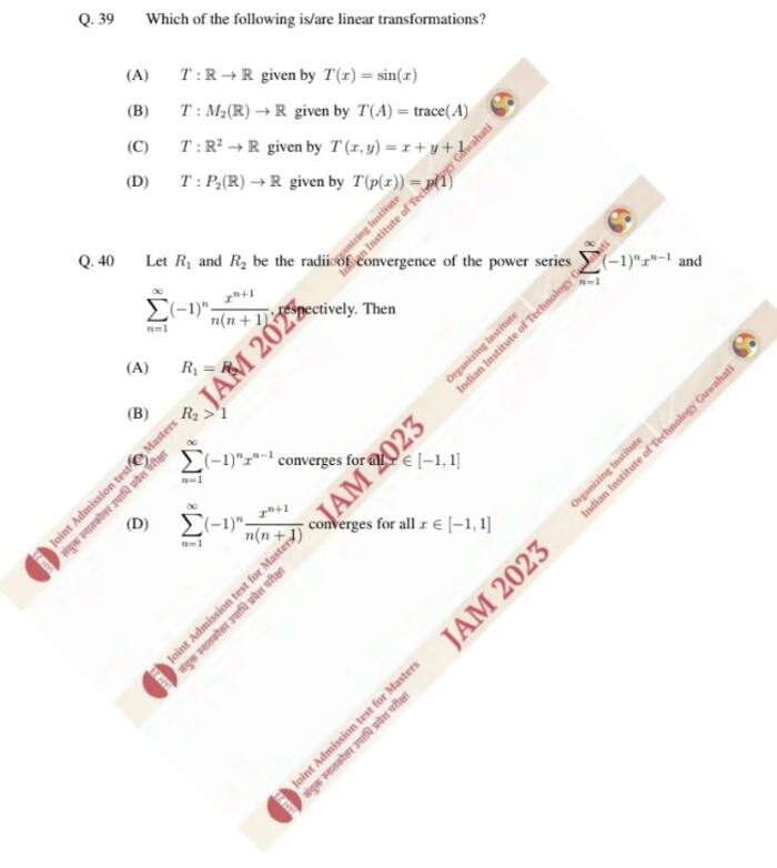IIT JAM 2023 Mathematics (MA) Question Papers