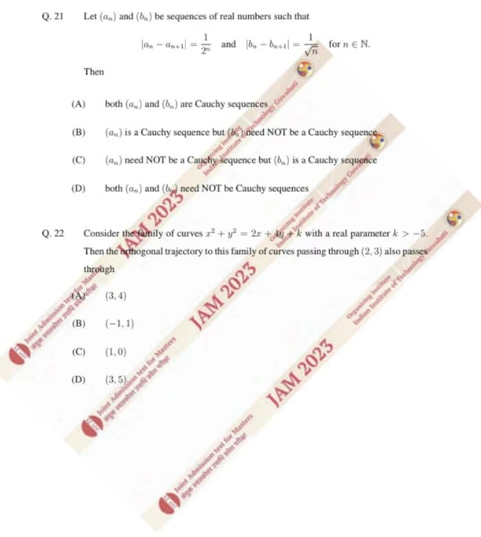 IIT JAM 2023 Mathematics (MA) Question Papers