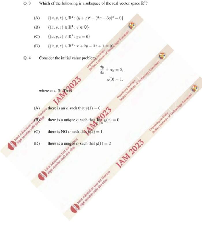 IIT JAM 2023 Mathematics (MA) Question Papers