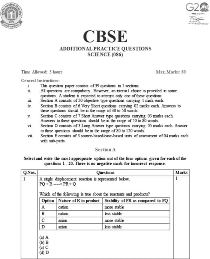 CBSE Class 10 Science Additional Practice Question Papers
