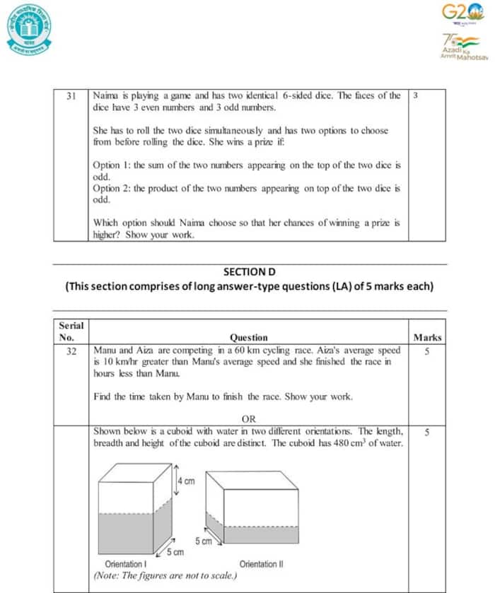 CBSE Class 10th Mathematics Additional Practice Question Papers