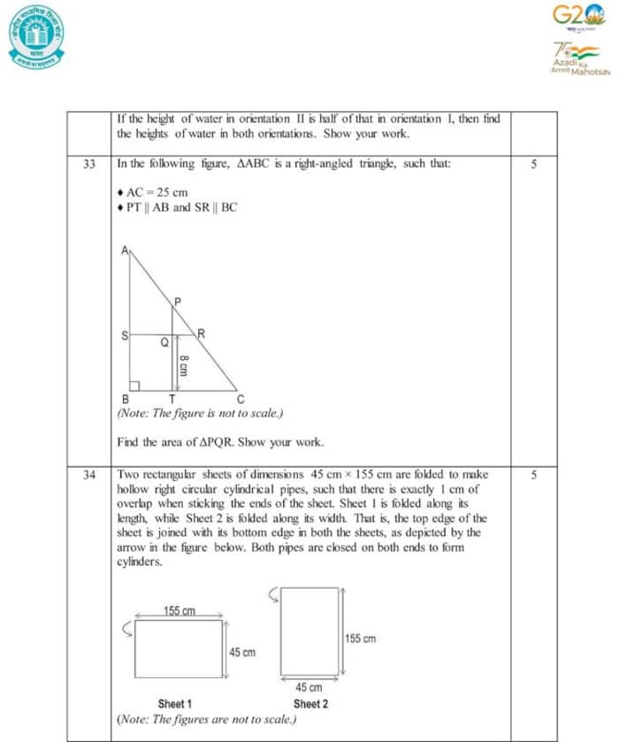 CBSE Class 10th Mathematics Additional Practice Question Papers