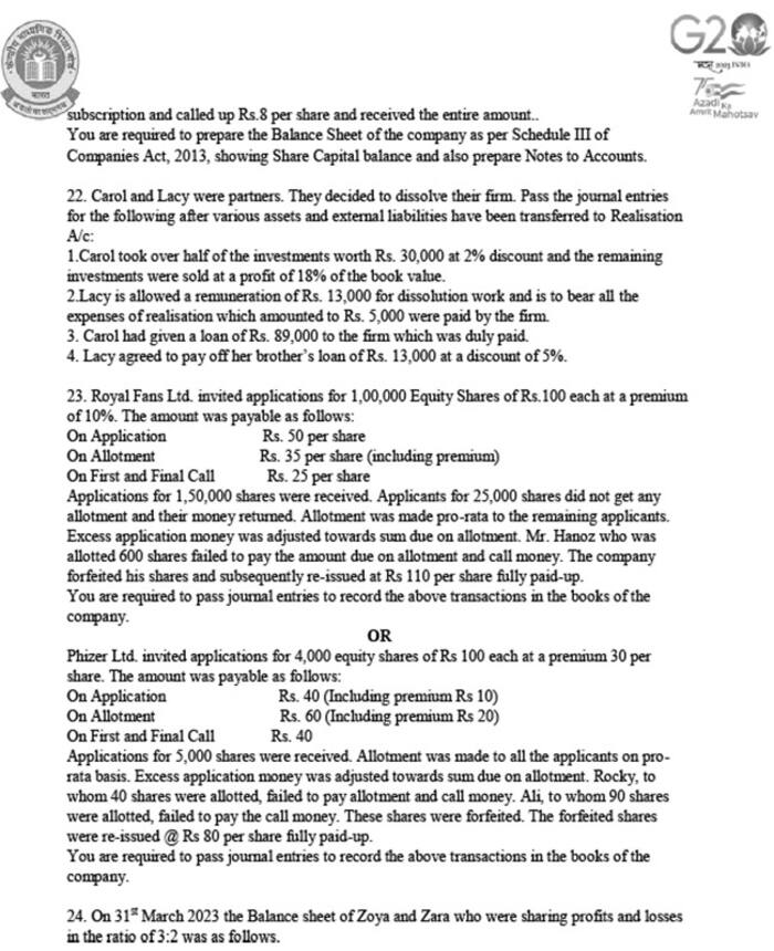 CBSE Class 12 Accountancy Additional Practice Question Papers 2023–24