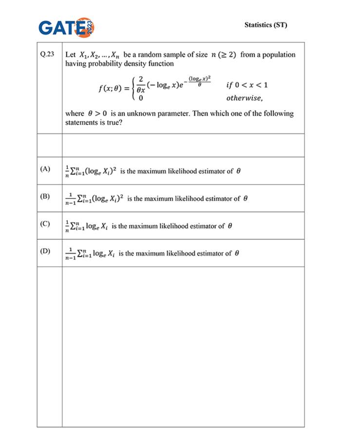 GATE 2023 Statistics Question Papers