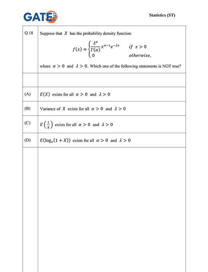 GATE 2023 Statistics Question Papers