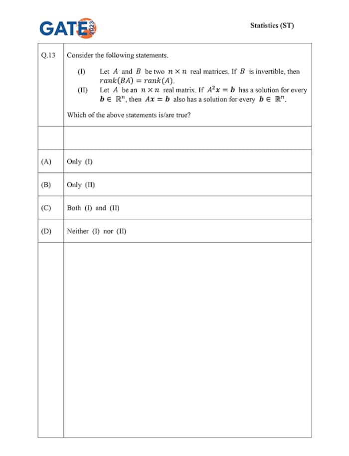 GATE 2023 Statistics Question Papers