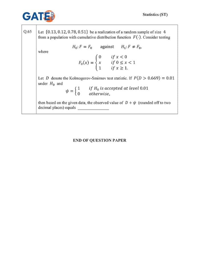 GATE 2023 Statistics Question Papers