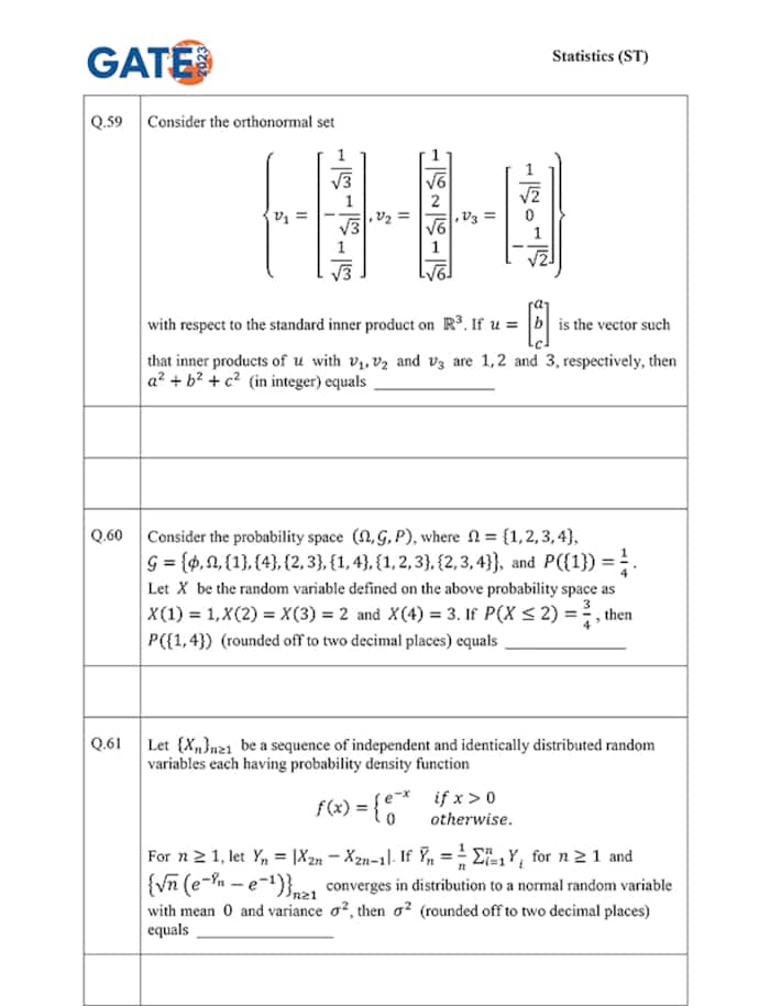 GATE 2023 Statistics Question Papers