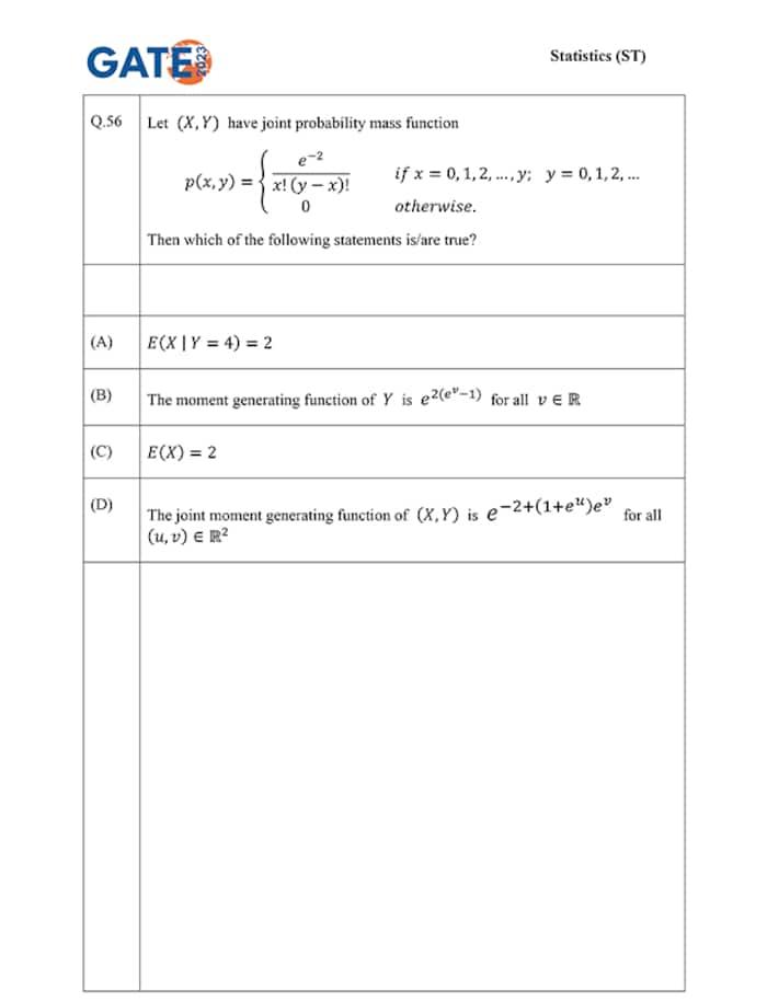 GATE 2023 Statistics Question Papers