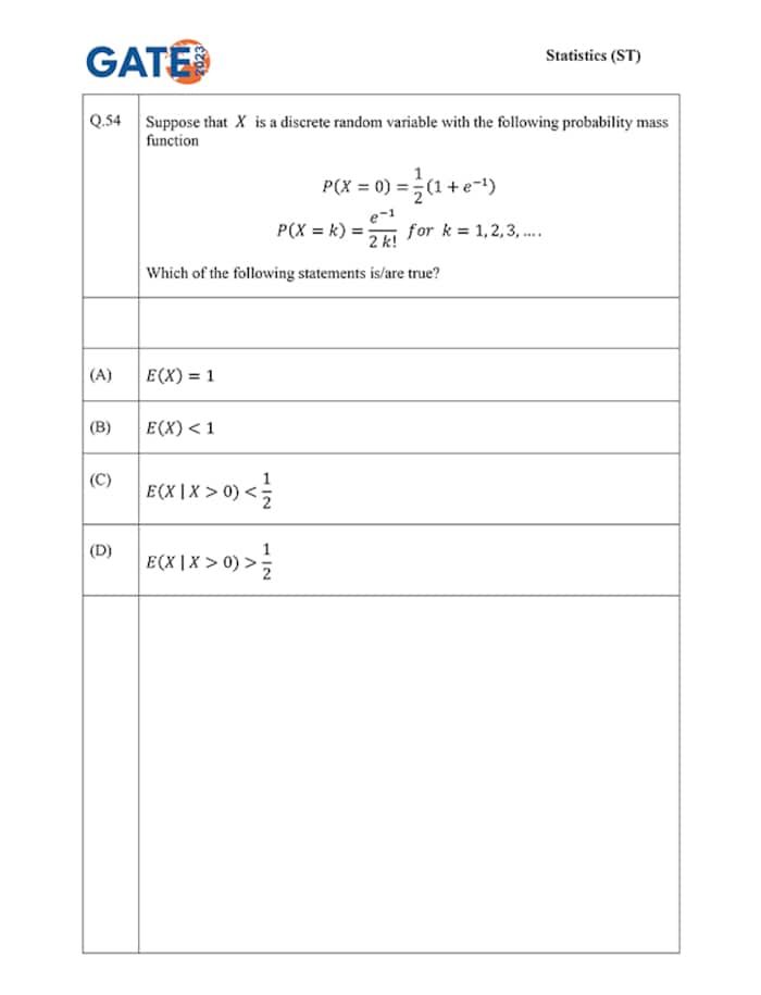 GATE 2023 Statistics Question Papers