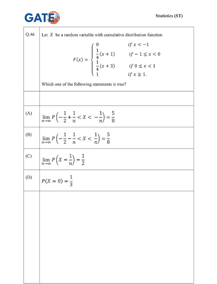 GATE 2023 Statistics Question Papers