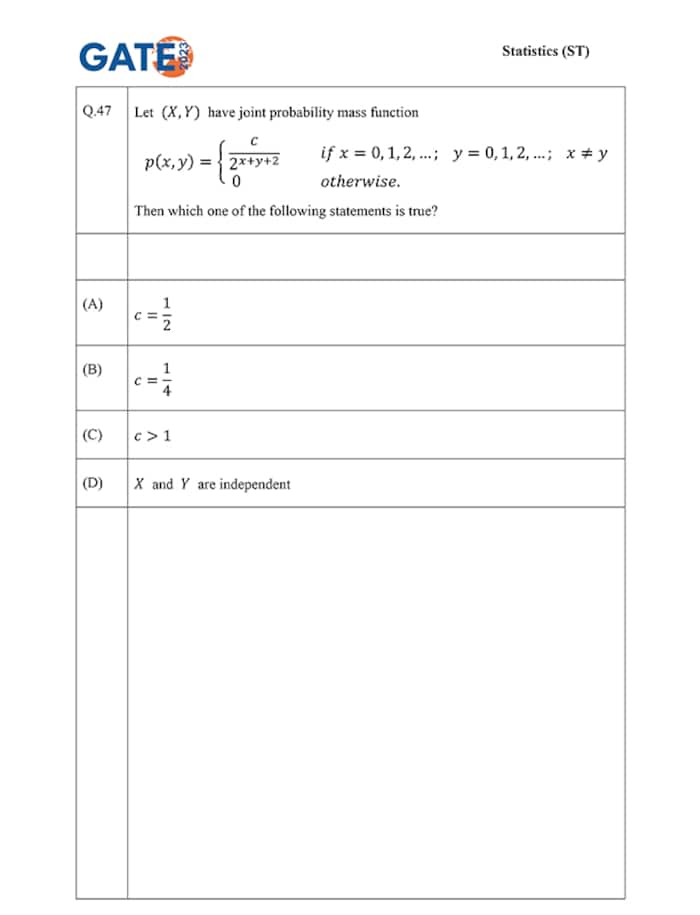GATE 2023 Statistics Question Papers