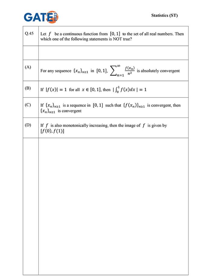GATE 2023 Statistics Question Papers