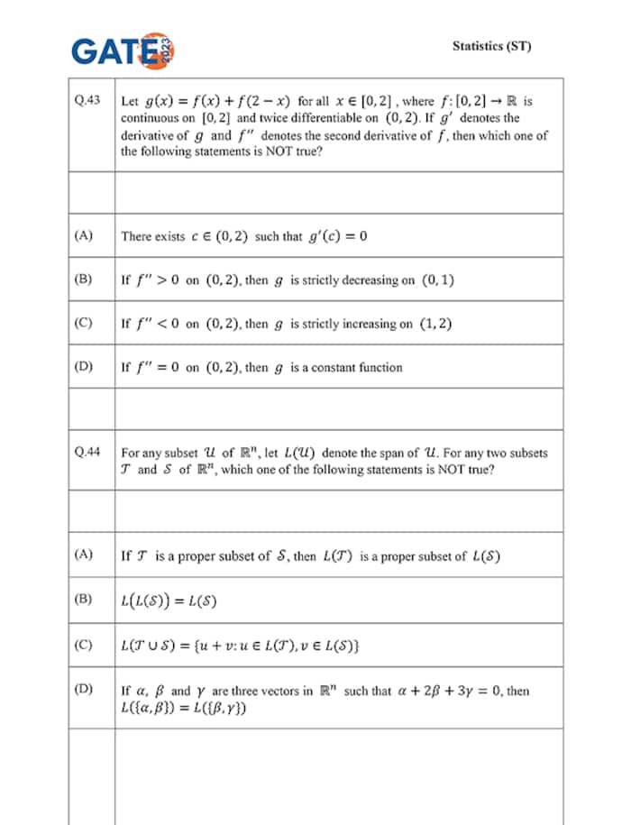 GATE 2023 Statistics Question Papers
