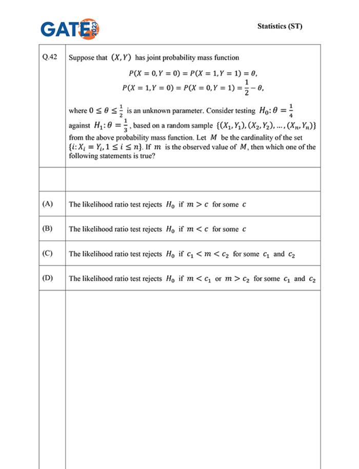 GATE 2023 Statistics Question Papers