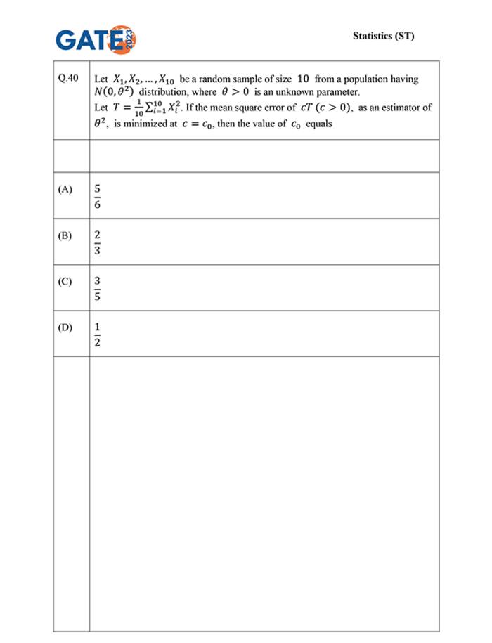 GATE 2023 Statistics Question Papers
