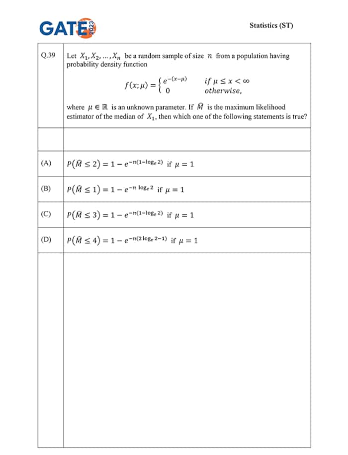 GATE 2023 Statistics Question Papers